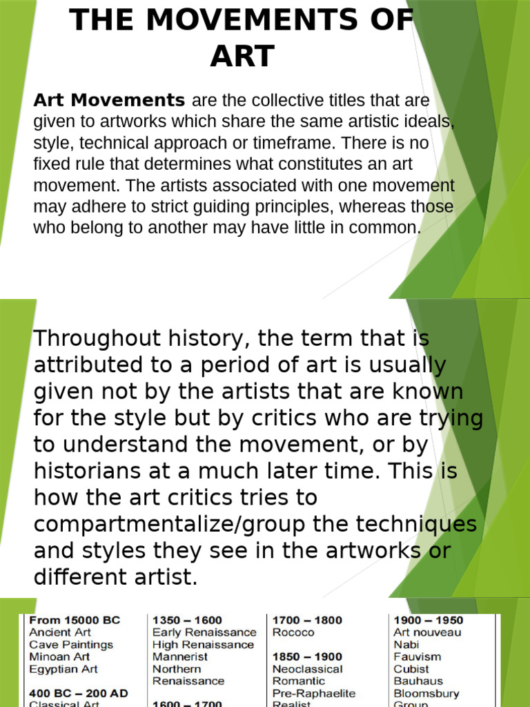 THE MOVEMENTS OF ART - Q1 - Part1 | PDF