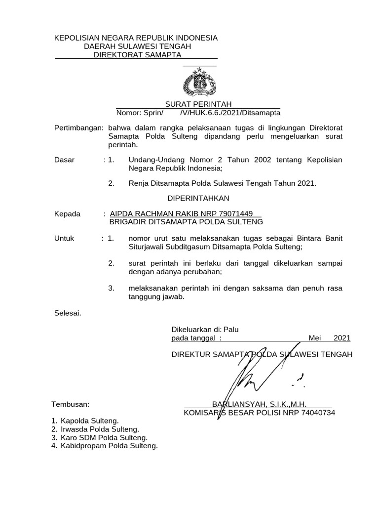 Sprin Penugasan Rachman Rakib | PDF