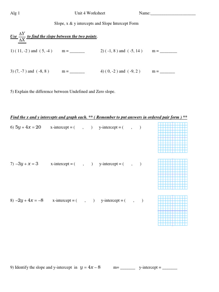 Slope X y Inter Slopeintercet Form | PDF