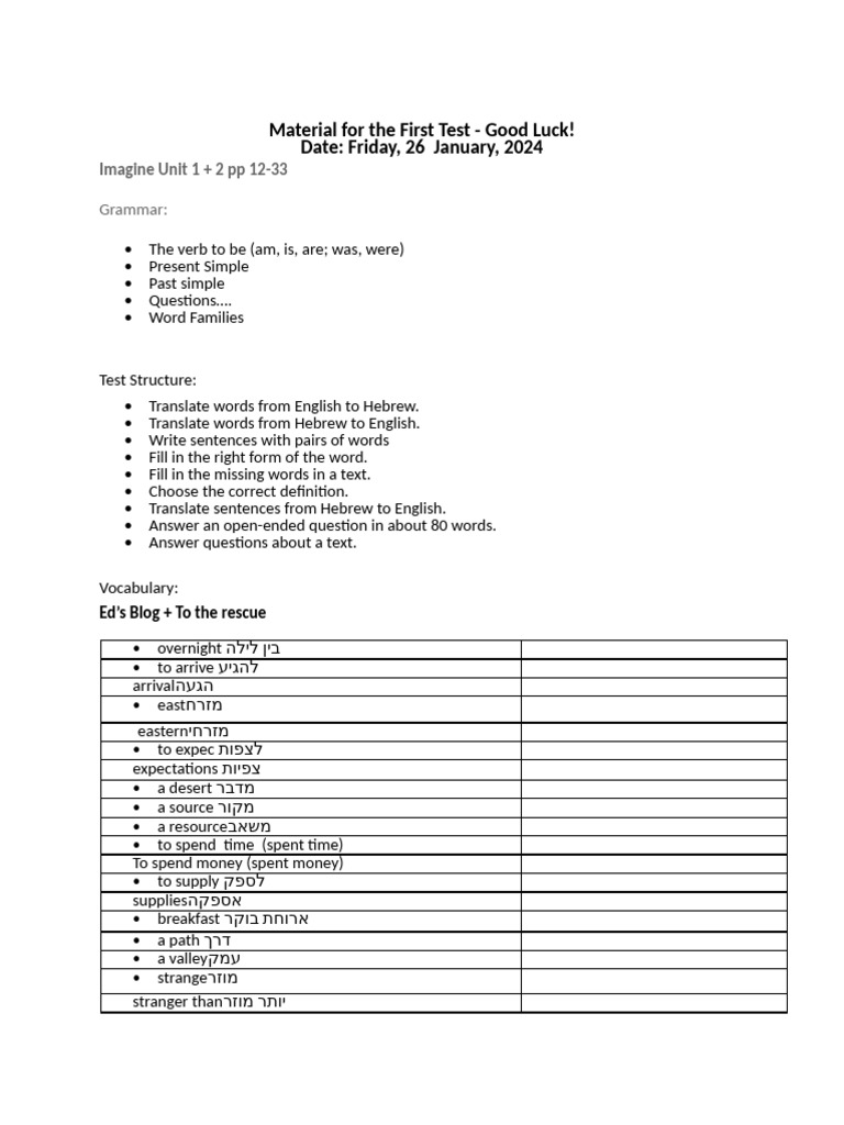 9th Grade A Level - 1st Test Material | PDF