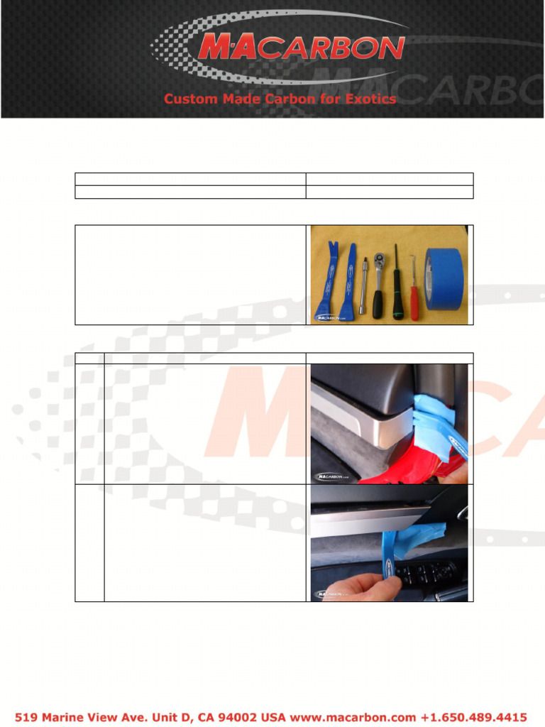 MAcarbon Porsche 958 Cayenne Carbon Interior Installation | PDF