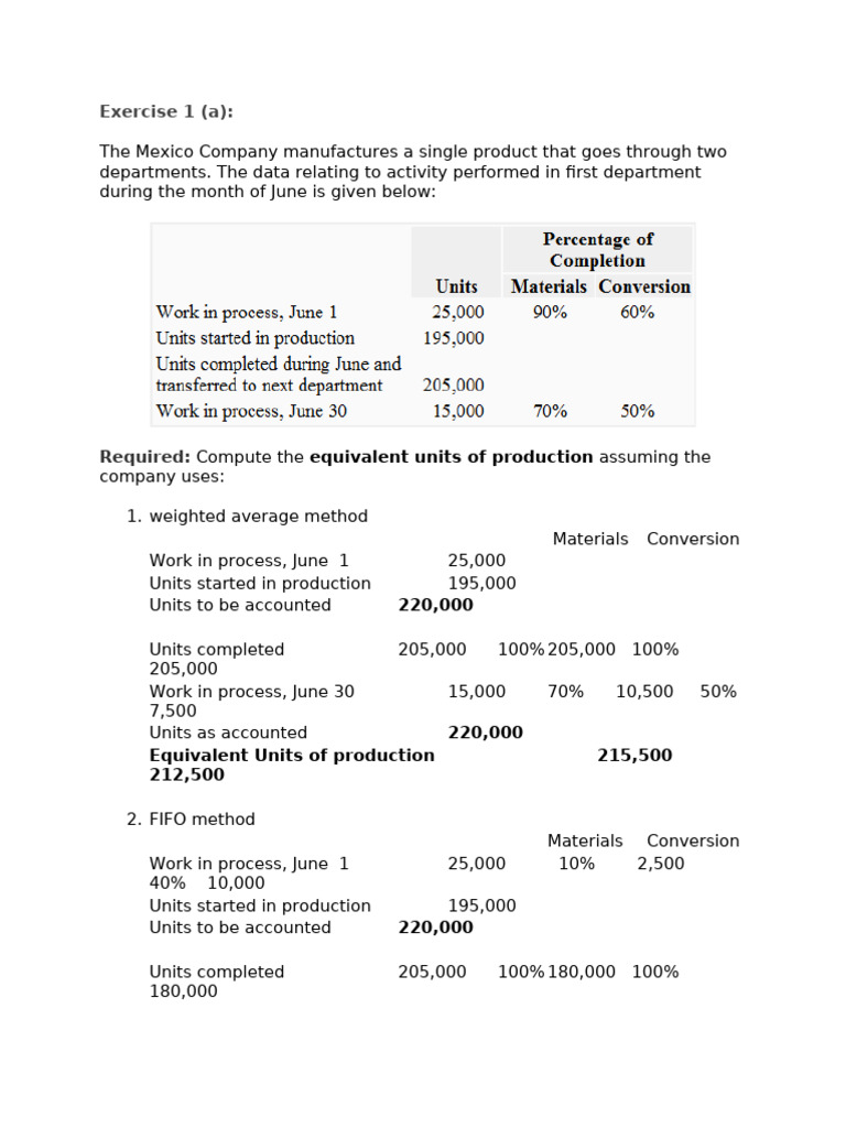 Process Costing Problems and Exercises | PDF