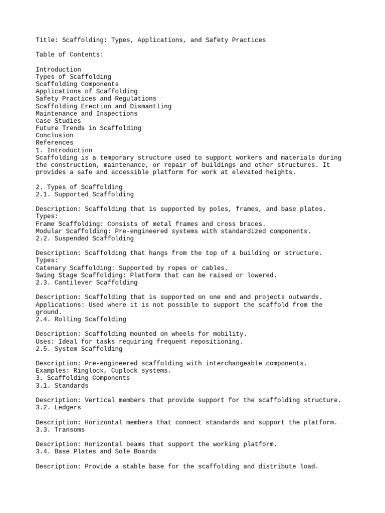 Title Scaffolding Types, Application | PDF