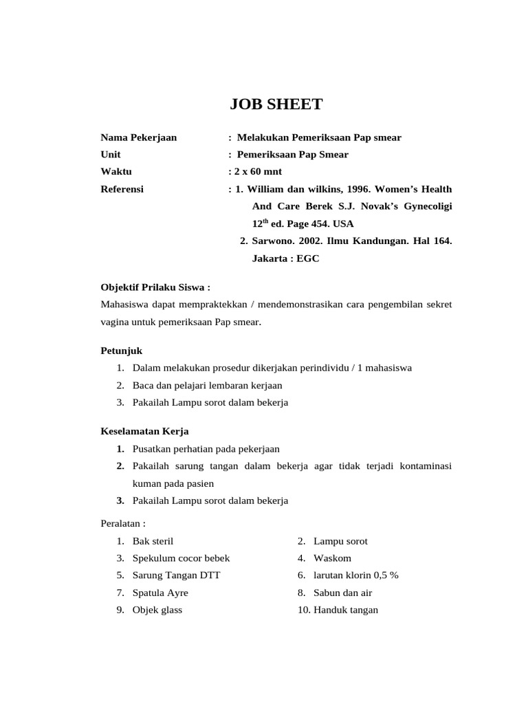 Dokumen - Tips Job Sheet Pap Smear | PDF