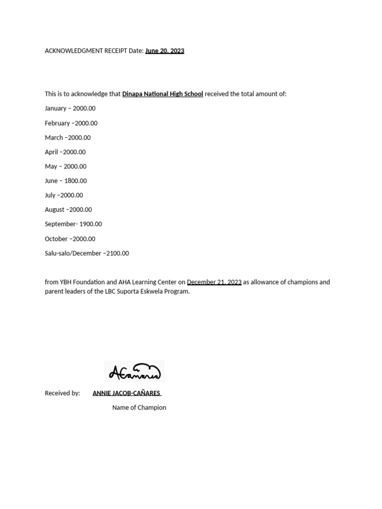 ACKNOWLEDGMENT-RECEIPT-Template | PDF