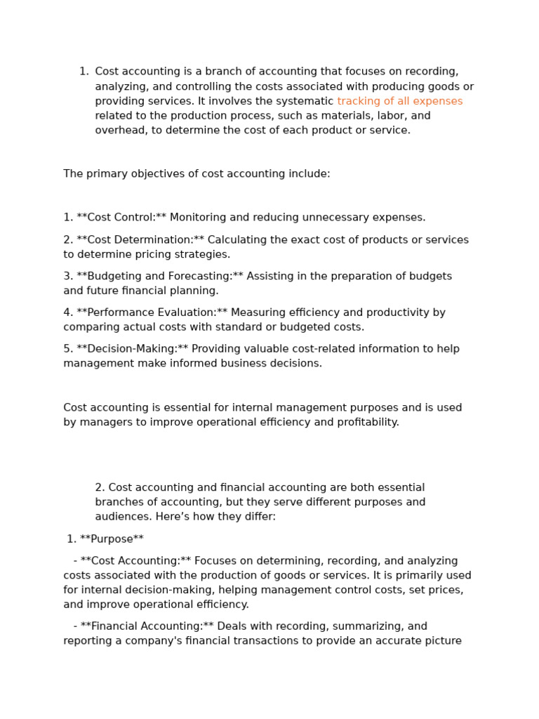 Cost Accounting Assignment 1 | PDF