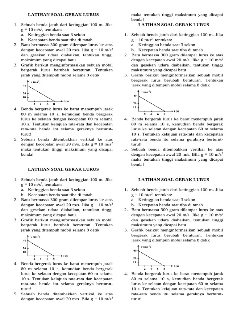 Latihan Soal Gerak Lurus | PDF