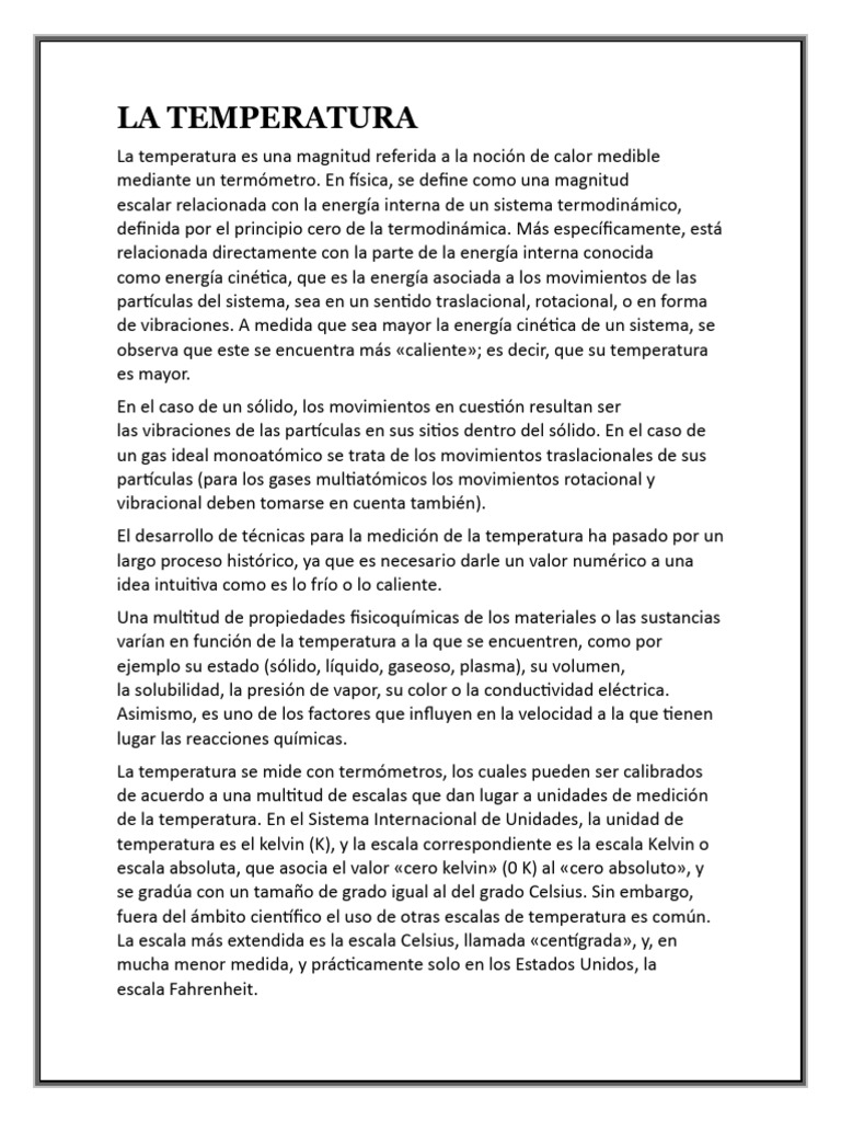 La Temperatura | PDF