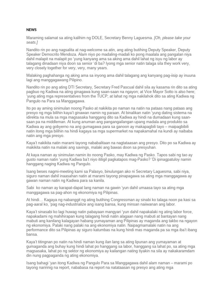 NEWS PBBM Kadiwa | PDF