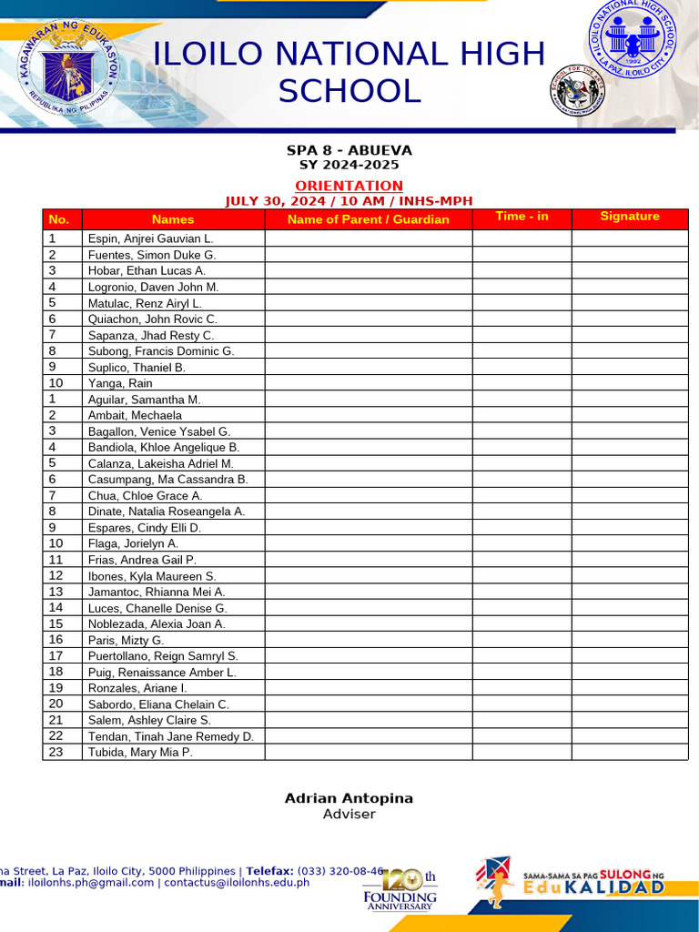 Attendance-Sheet_Parents | PDF
