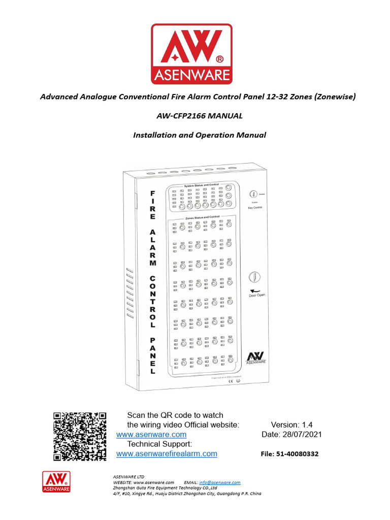 AW-CFP2166 12-32 Zone (Zonewise) Conventional Fire Alarm Panel User ...