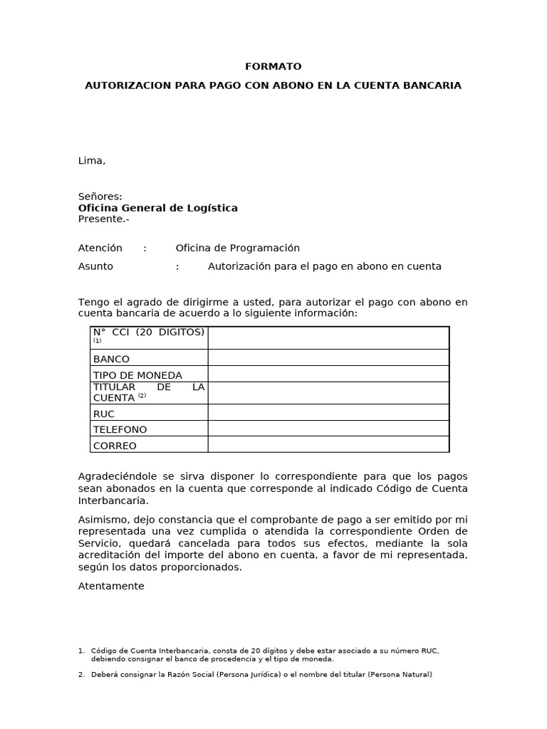 FORMATO DE CCI | PDF