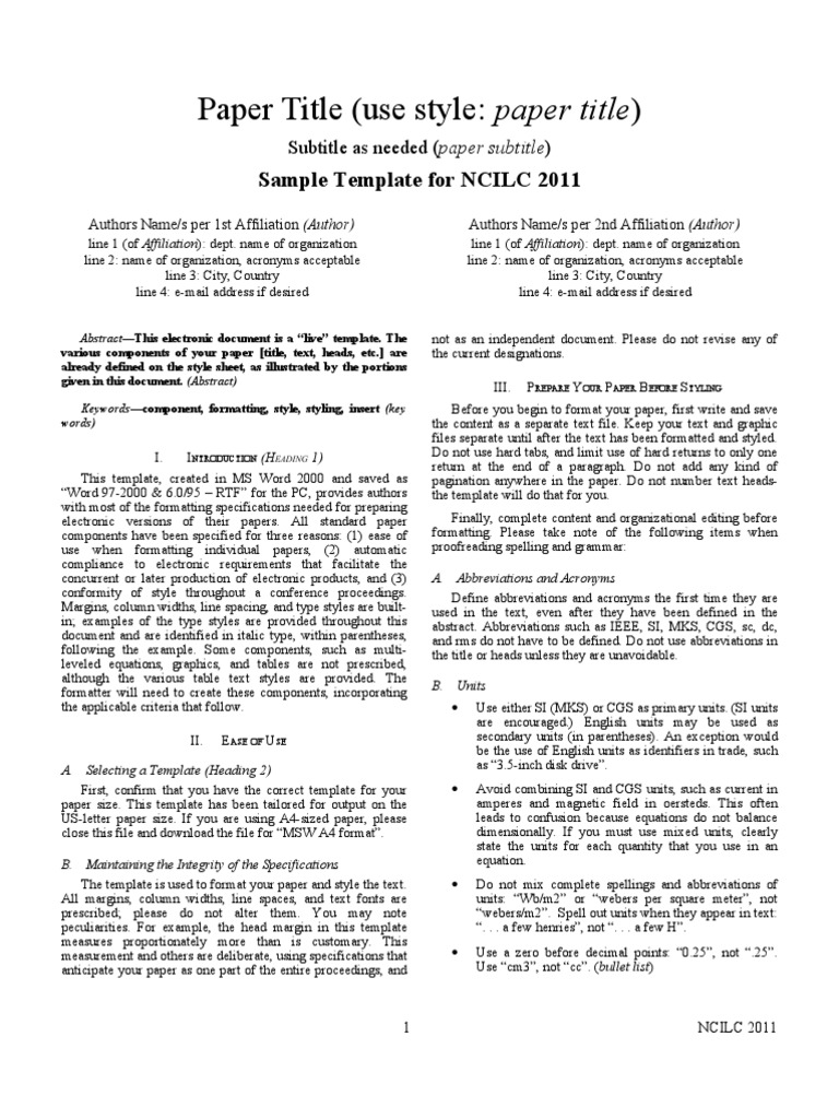 Paper Title (Use Style: Paper Title) : Sample Template For NCILC 2011 ...