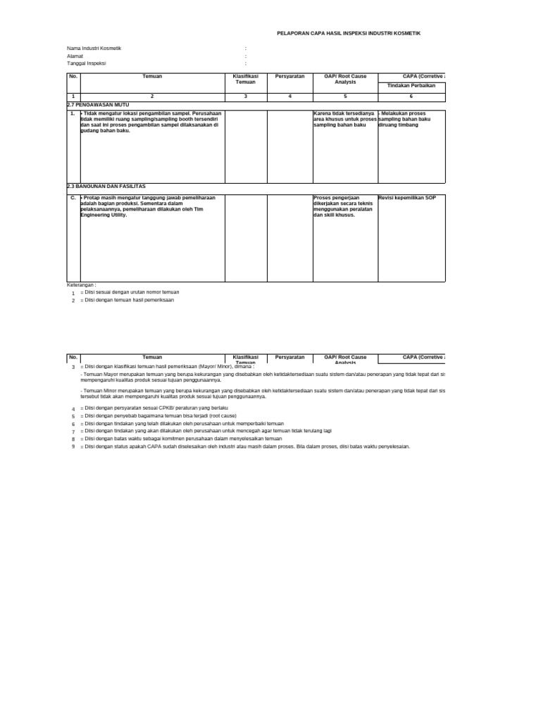 Format CAPA Contoh | PDF