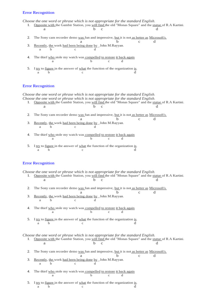 Contoh Soal Toefl Error Regognize1 | PDF