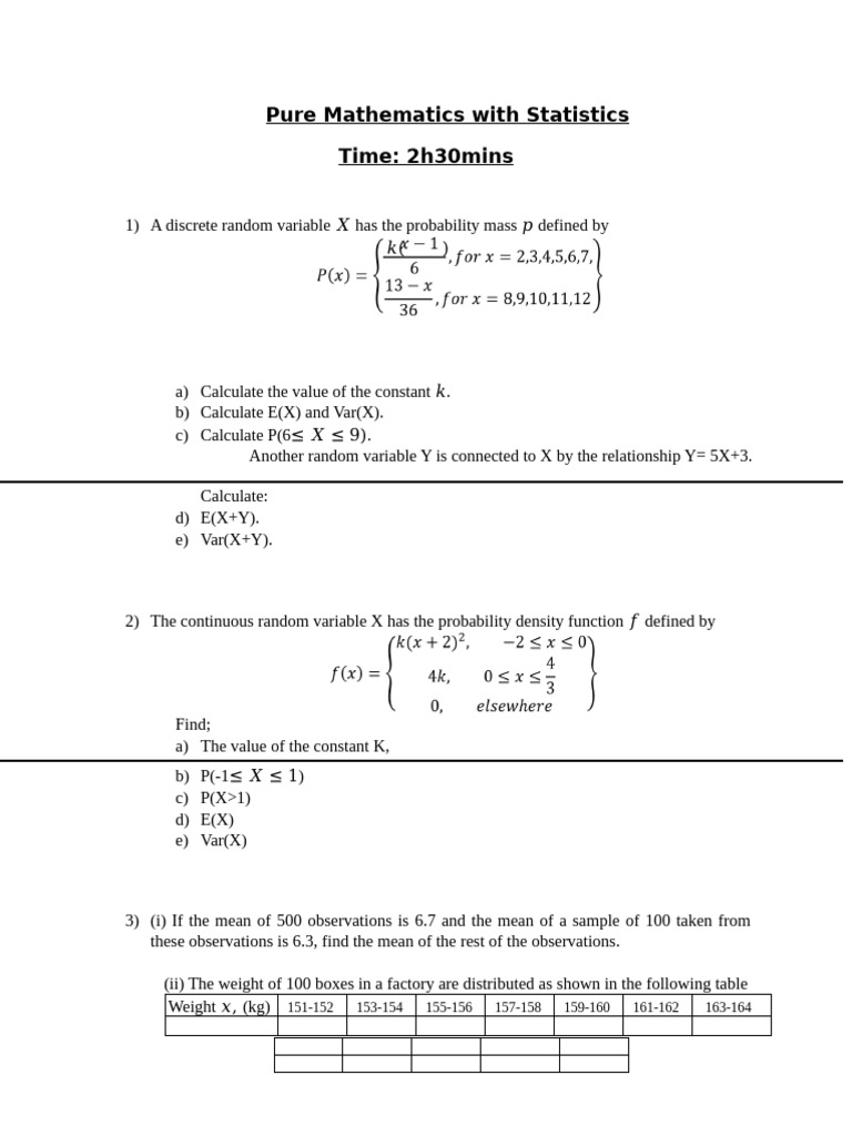 Pure Mathematics With Statistics | PDF | Variance | Teaching Methods ...