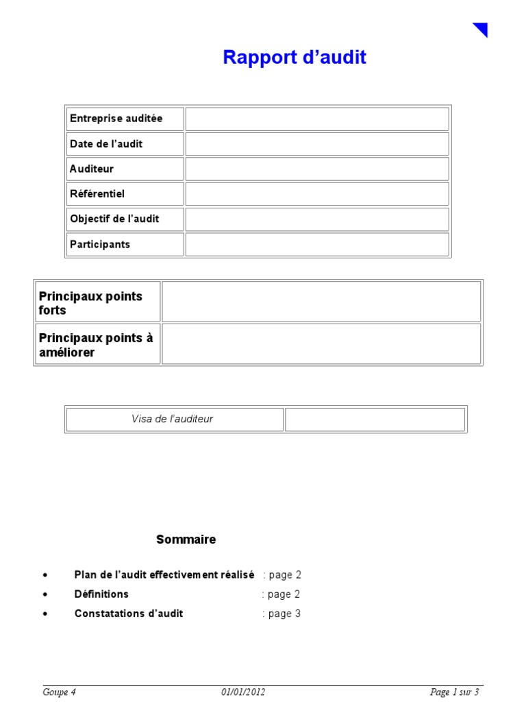 Rapport d'Audit Interne 2012 | PDF | Système de management de la ...