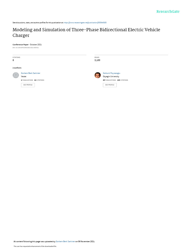 Modeling and Simulation of Three-Phase Bidirectional Electric Vehicle ...