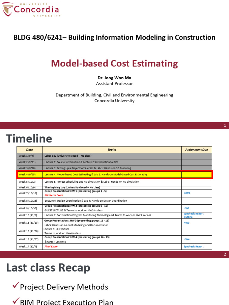 Fall 2023 - Lecture 4 - Model-Based Cost Estimating | PDF