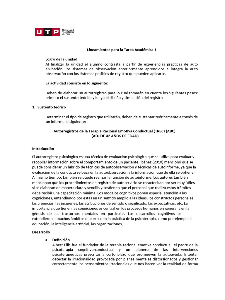 Tarea Academica 1 Observacion y Entrevista | PDF | Terapia racional de ... Tarea Academica 1 Observacion y Entrevista | PDF | Terapia racional de ...