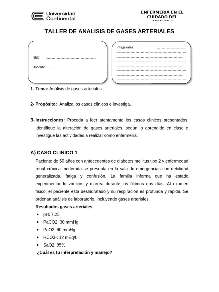 Taller de Gases Arteriales | PDF