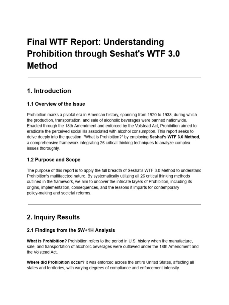 Final WTF Report - Understanding Prohibition Through Seshat's WTF 3 ...