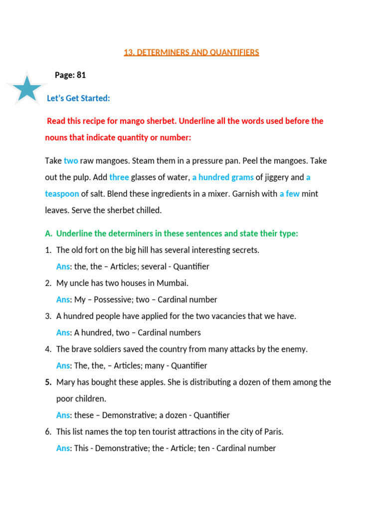 Determiners and Quantifiers | PDF