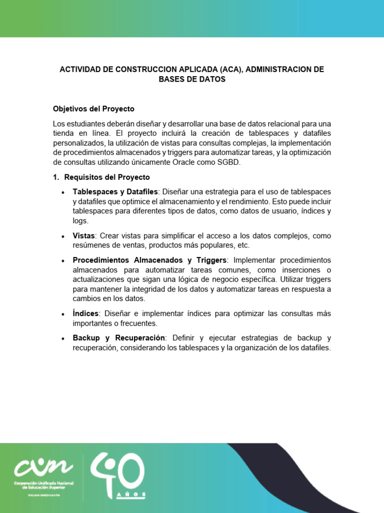 Actividad de Construccion Aplicada (Aca), Administracion de Bases de Datos | PDF