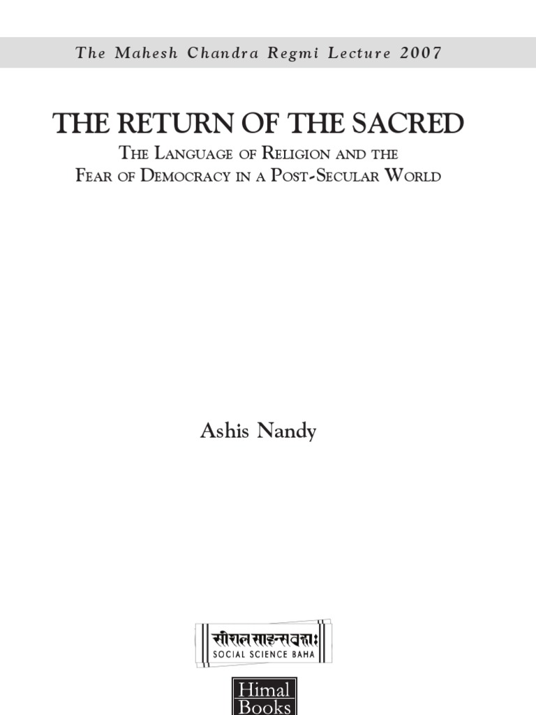 Ashis Nandy - Return of The Sacred - 2007 Lecture | PDF | Secularism ...