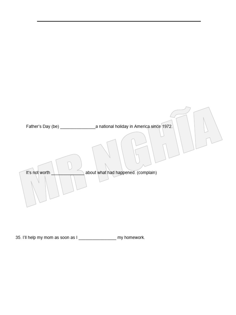 Bt Ôn Hè - Verb Tense. Forms | PDF