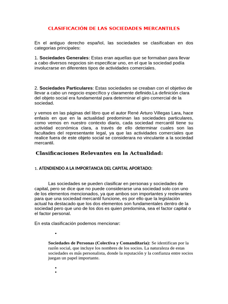 Clasificación de Las Sociedades Mercantiles | PDF