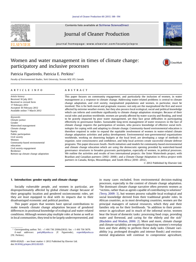 Women and Water Management in Times of | PDF