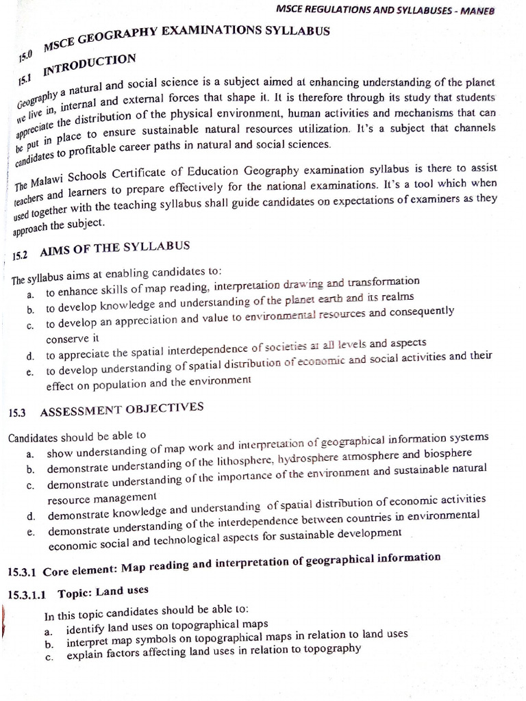Geography Exam Syllabus | PDF