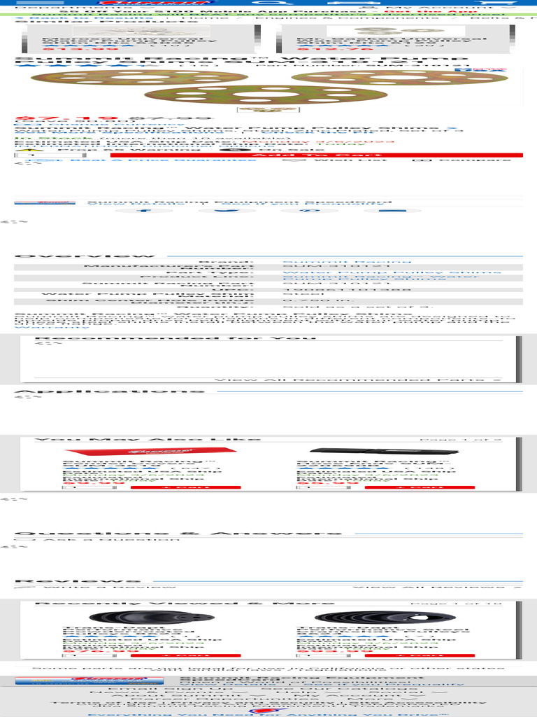 Summit Racing SUM-310121 Summit Racing™ Water Pump Pulley Shims Summit ...