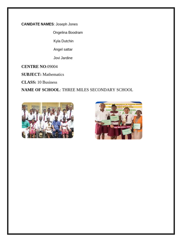 AutoRecovery Save of Mathematics SBA Group Work | PDF | Student ...