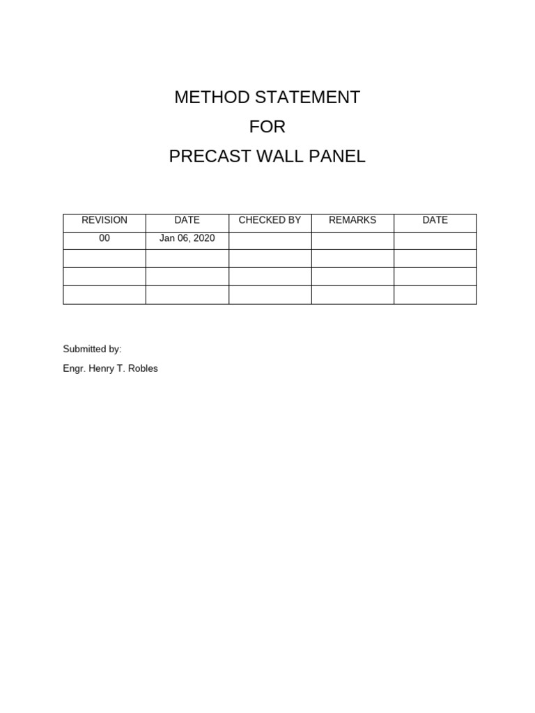 METHOD STATEMENT Pre Cast Wall | PDF