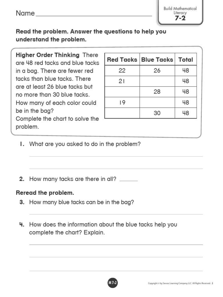 Read The Problem. Answer The Questions To Help You Understand The ...