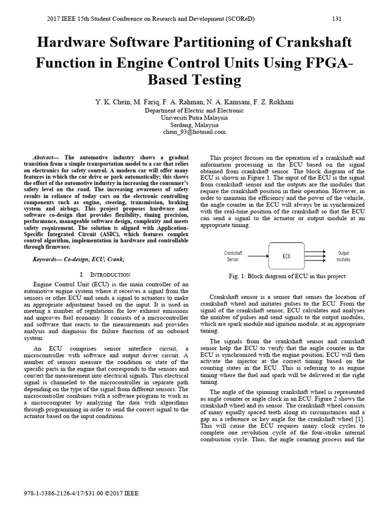 Hardware Software Partitioning of Crankshaft Function in Engine Control Units Using FPGA-based ...