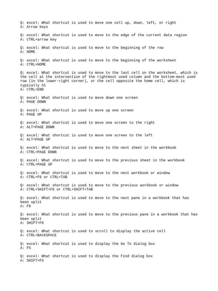 Excel Via Keyboard | PDF