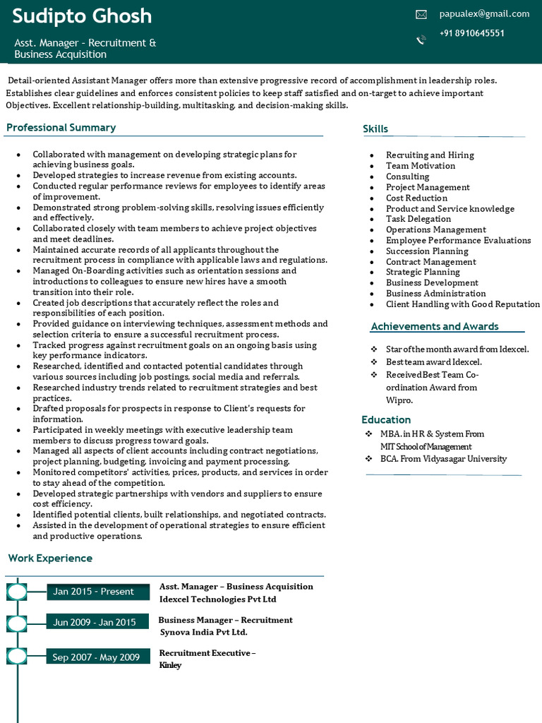 Sudipto Ghosh Updated Resume | PDF | Recruitment | Business Economics