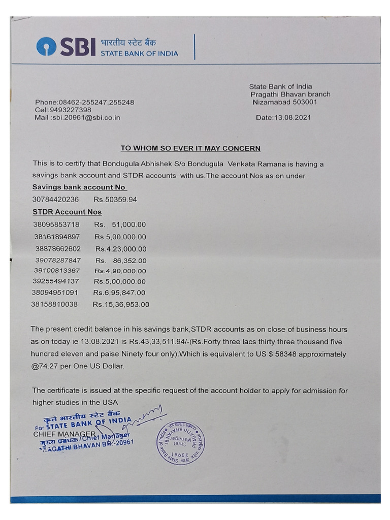 FD and Savings Sample | PDF
