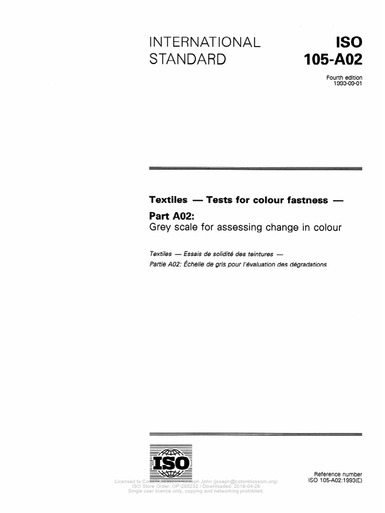 ISO 105-A02 1993 (En) | PDF