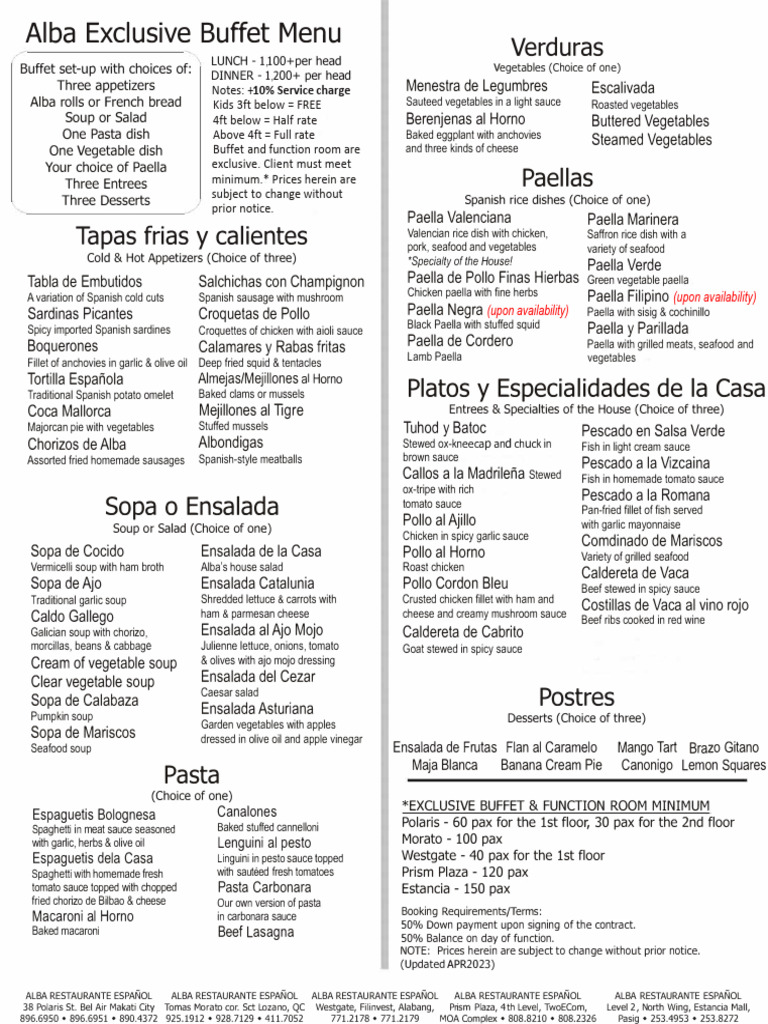 2023 Buffet Function Menu - 042023 | PDF