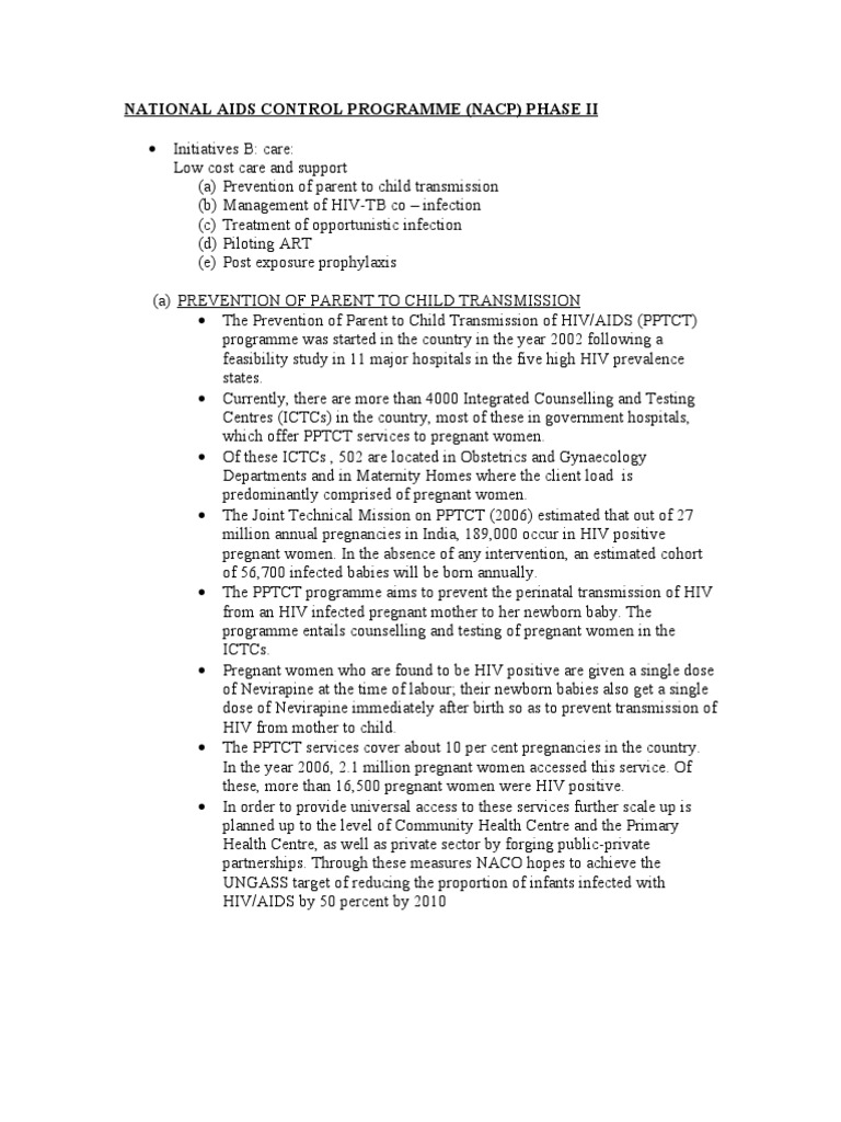 National Aids Control Programme | PDF | Tuberculosis | Management Of ...