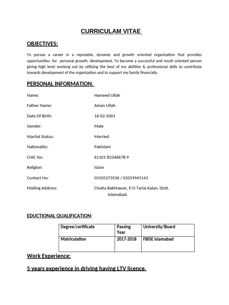 Curriculam Vitae | PDF