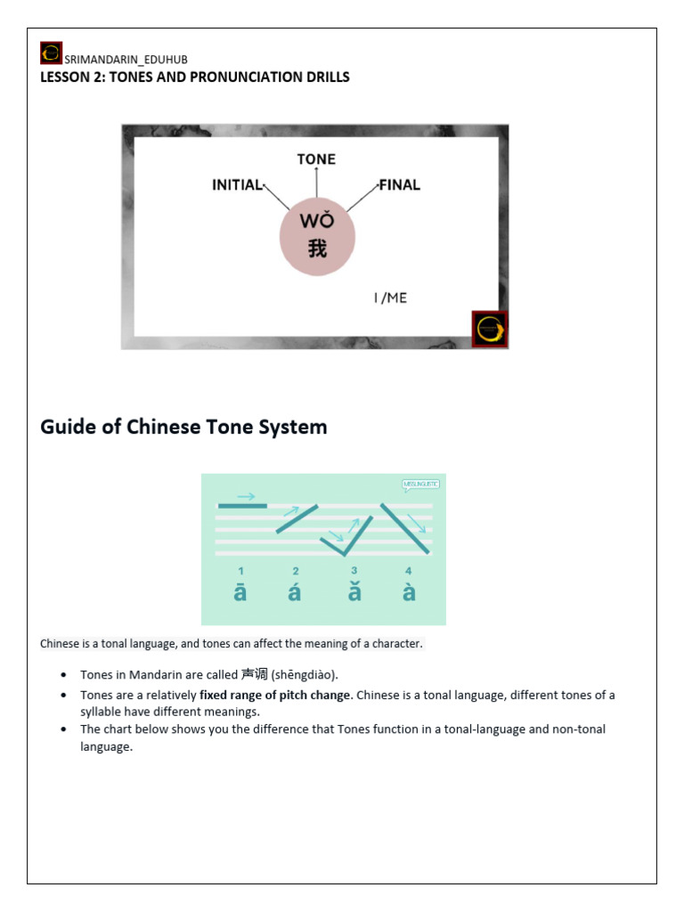LESSON 2- Tones _Rules for character writing | PDF