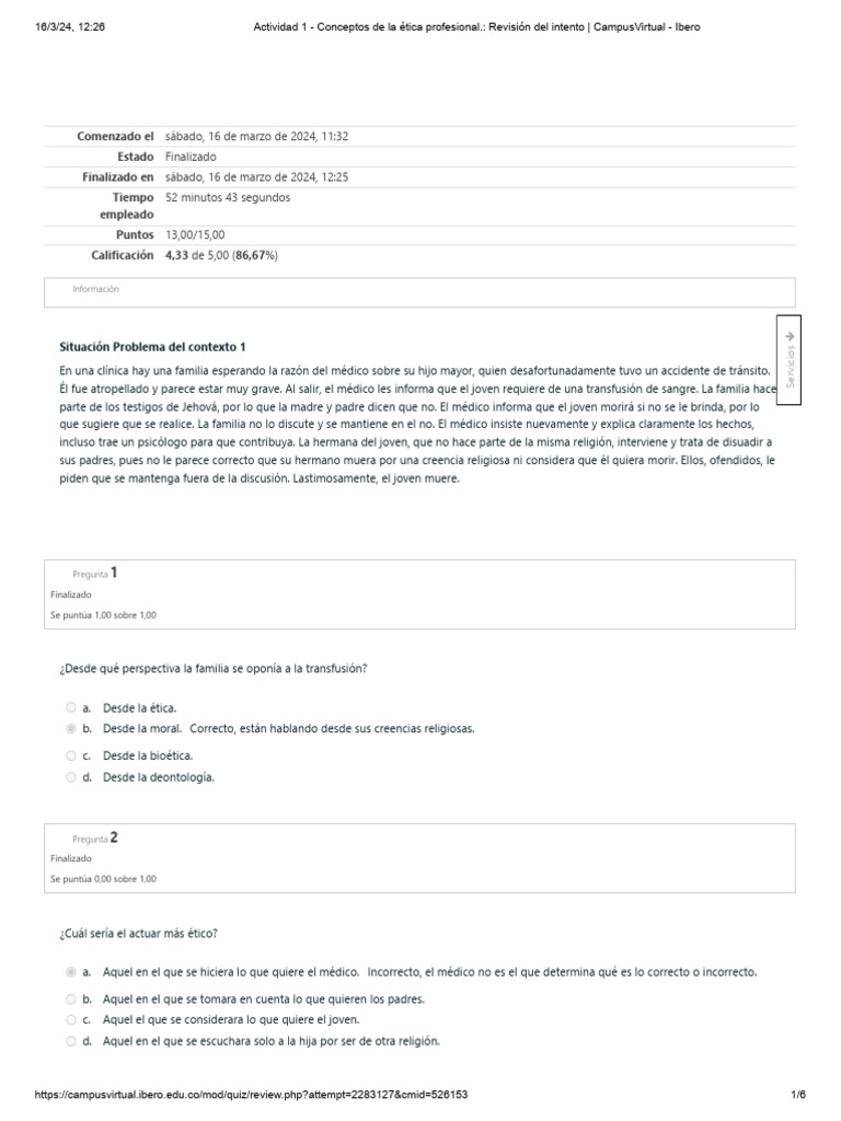 Actividad 1 - Conceptos de La Ética Profesional. - Revisión Del Intento - CampusVirtual - Ibero ...