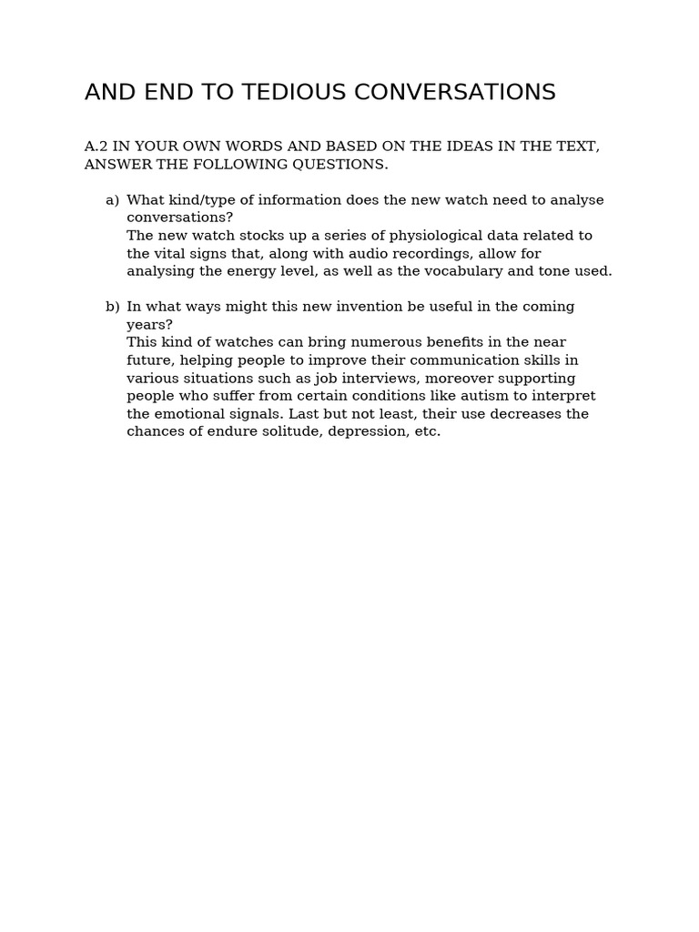 And End To Tedious Conversations | PDF