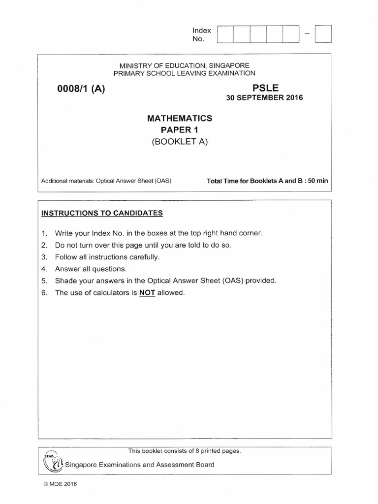PSLE Math 2016-1-31 | PDF
