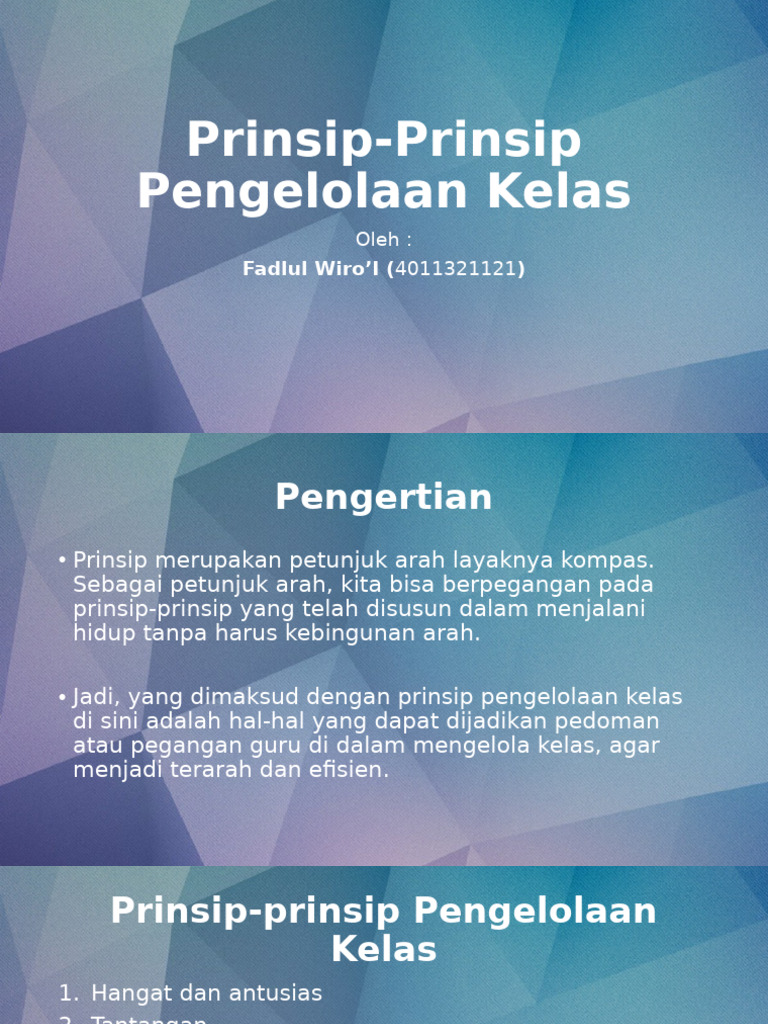 Prinsip-Prinsip Pengelolaan Kelas | PDF